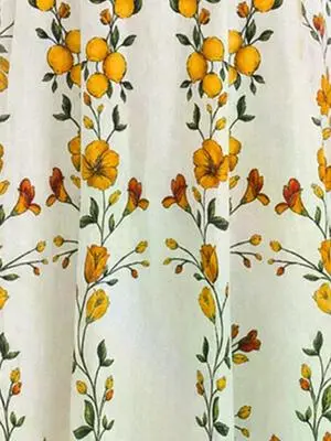 Farm Rio Lemon Bouquet Scalloped-hem Midi Skirt