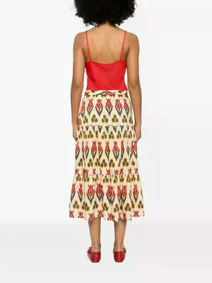 Red Valentino Gathered-print Midi Skirt