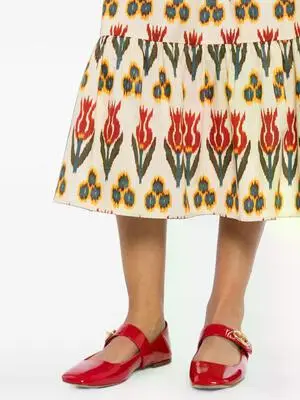 Red Valentino Gathered-print Midi Skirt