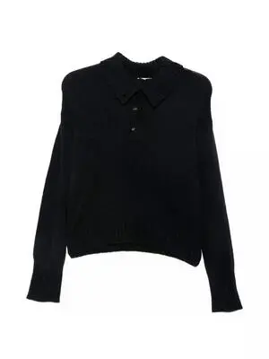 ROBERTO COLLINA Button-fastening Ribbed-trim Sweater - Black