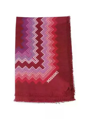 Missoni Zigzag-print Fringed Scarf - Red