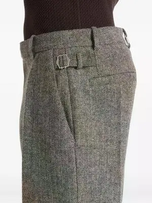 Manière De Voir Dorian In Herringbone Wool Pleated Trousers