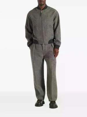 Manière De Voir Dorian Herringbone Wool Pleated Trousers