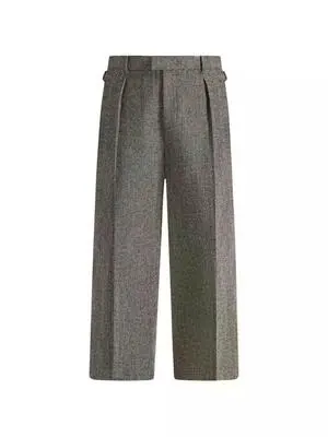 Manière De Voir Dorian Herringbone Wool Pleated Trousers - Grey