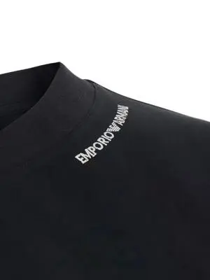 Emporio Armani Logo-embroidered Long-sleeve T-shirt - Black