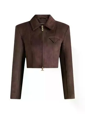 Manière De Voir Adina Suede Cropped Jacket - Brown