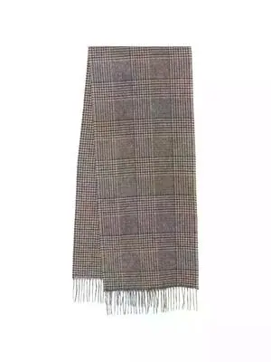 Barbour Prince Of Wales Check Fringed Scarf - Grey