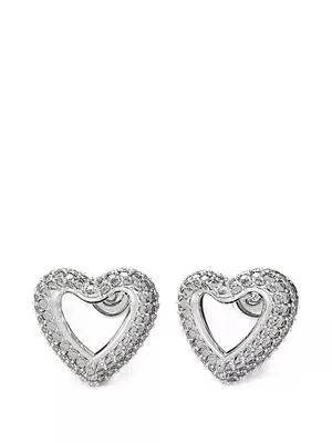 Guess Pavé Heart-shape Earrings - Silver