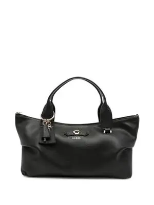 Guess Logo-plaque Pebbled Tote Bag - Black
