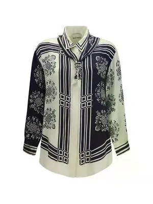 ALEMAIS Banderra Scarf Silk Shirt - Neutrals