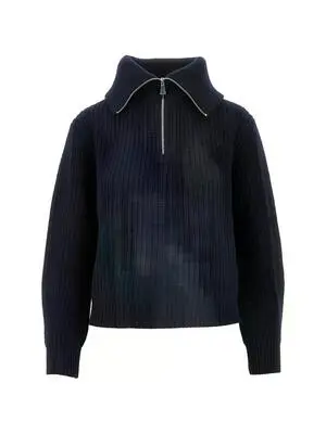 Max Mara Half-zip Ribbed-knit Sweater - Blue