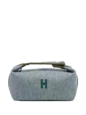 Hermès 2000-2026 Small Wool Bride A Brac H Natte Case Vanity Bag - Blue