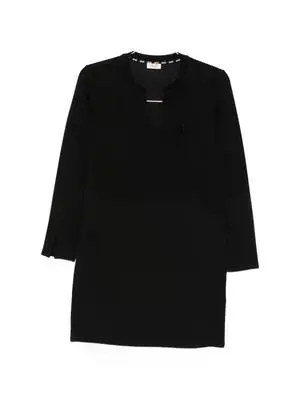Liu Jo Beaded-logo Slit-cuff Mini Dress - Black