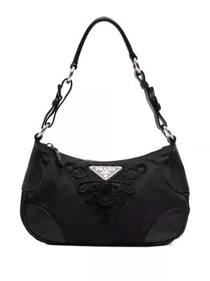 Prada 2013-2026 Cervo Antik Trimmed Tessuto Passamaneria Shoulder Bag - Black