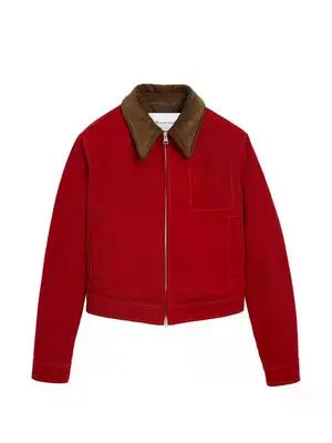 AMI Paris Cotton Zipped Jacket With De Coeur - Red