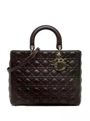 Dior 2011 Large Lambskin Cannage Lady Satchel - Brown