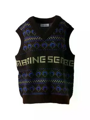 MARINE SERRE Jacquard-knit V-neck Vest