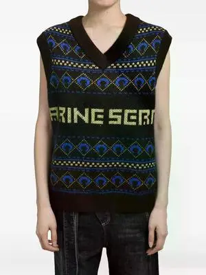 MARINE SERRE Jacquard-knit V-neck Vest