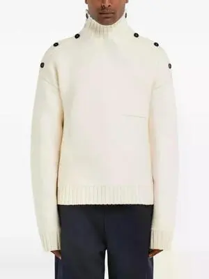 FERRAGAMO Knitted Sweater With Button Detail - Neutrals