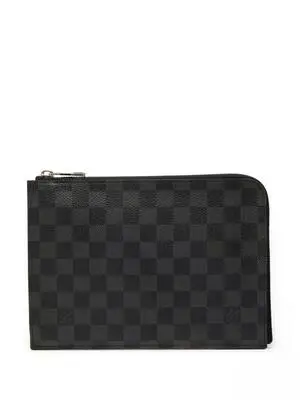 LOUIS VUITTON 2017 Damier Graphite Pochette Jour Pm Clutch Bag - Black