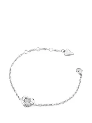 Guess L.o.v.e. Pavé-set Heart-pendant Bracelet - Silver