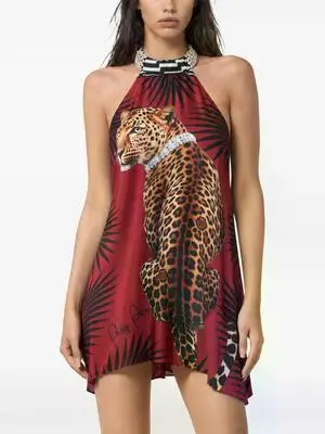 Philipp Plein Halter Short Dress Panthere Prive