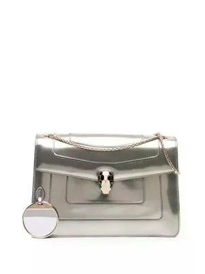 BVLGARI 2010-2020 Medium Patent Serpenti Forever Shoulder Bag - Silver