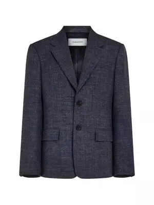 FERRAGAMO Single-breasted Flannel Blazer - Blue