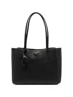 Guess Saffiano-effect Logo-plaque Tote Bag - Black