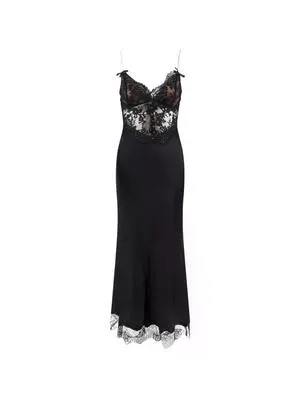 SELF-PORTRAIT Lace-detail Maxi Dress - Black