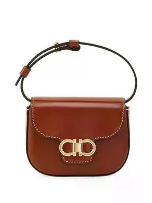 FERRAGAMO Double Gancini North-south Crossbody Bag - Brown