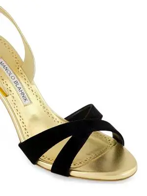 Manolo Blahnik Callydra Leather Sandals - Gold