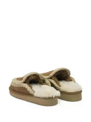 Mou Whipstitched Suede Slippers