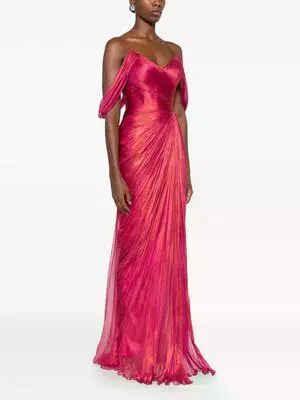 IRIS SERBAN Ganya Ruched Off-shoulder Gown