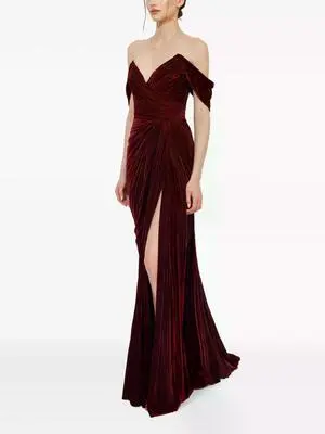 IRIS SERBAN Ganya Ruched Off-shoulder Gown