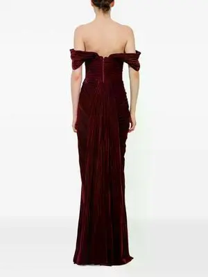 IRIS SERBAN Ganya Ruched Off-shoulder Gown