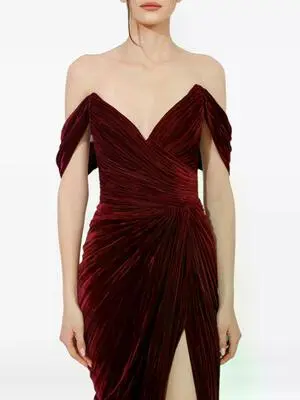 IRIS SERBAN Ganya Ruched Off-shoulder Gown