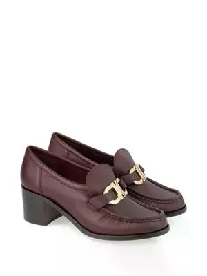 FERRAGAMO Block Heel Loafers With Gancini Ornament
