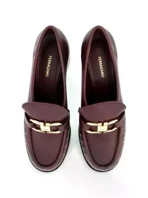 FERRAGAMO Block Heel Loafers With Gancini Ornament