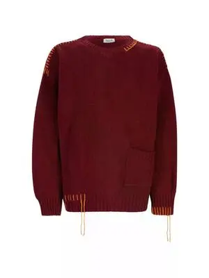 AMISH SUPPLIES Whipstitch-trim Patch-pocket Sweater - Red