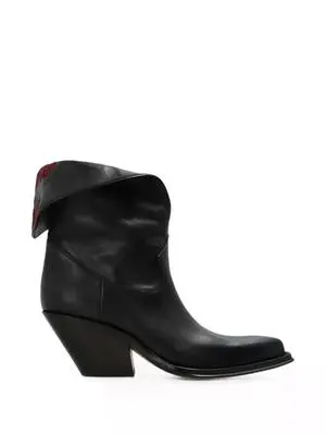 Chloé Azelan Leather Cowboy Boots - Black