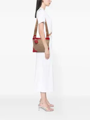 Prada 2010-2026 Canvas Canapa Logo Crossbody Bag - Red