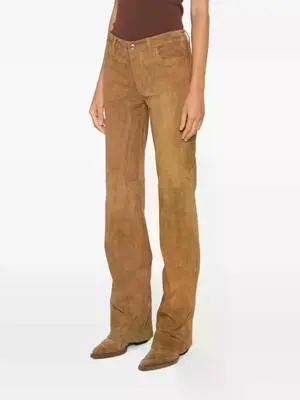 7 For All Mankind Suede Flared Trousers - Brown