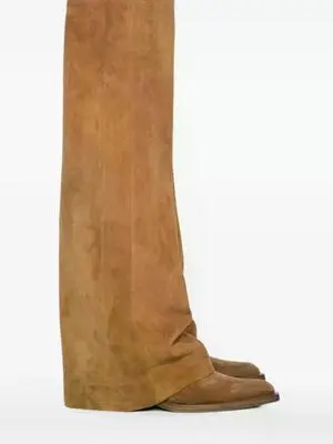 7 For All Mankind Suede Flared Trousers - Brown