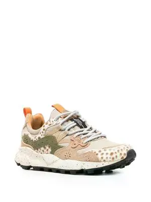FLOWER MOUNTAIN Yamano 3 Leopard-print Panelled Sneakers - Neutrals
