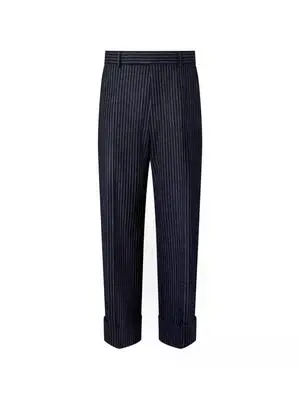 Thom Browne Flannel Chalk Stripe Trousers - Blue