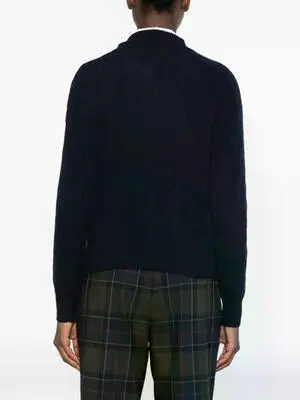 PUROTATTO Cable-knit Polo-collar Sweater - Blue