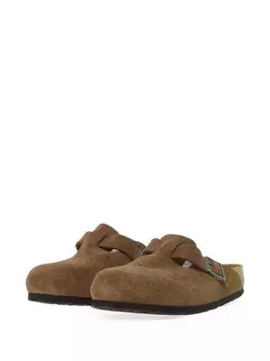 BIRKENSTOCK Boston Calf Suede Buckle-fastening Mules - Brown