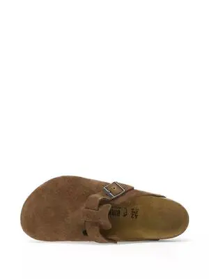 BIRKENSTOCK Boston Calf Suede Buckle-fastening Mules - Brown