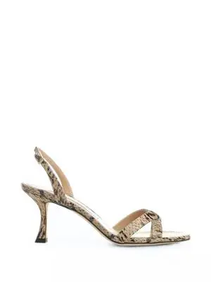 JIMMY CHOO Elsy Snake-effect Leather Sandals - Neutrals